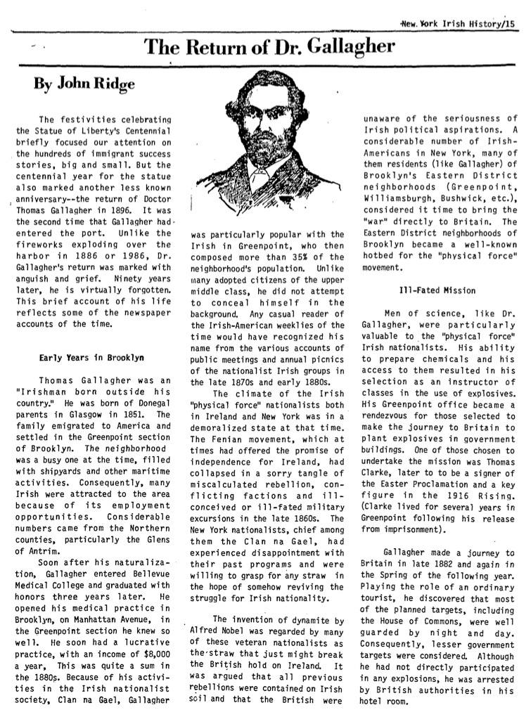 The Return of Dr. Gallagher by John Ridge - Article Archive of the New ...