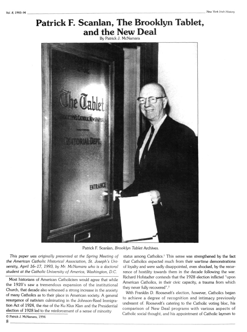 Patrick F. Scanlan, The Brooklyn Tablet, and the New Deal by Patrick J ...