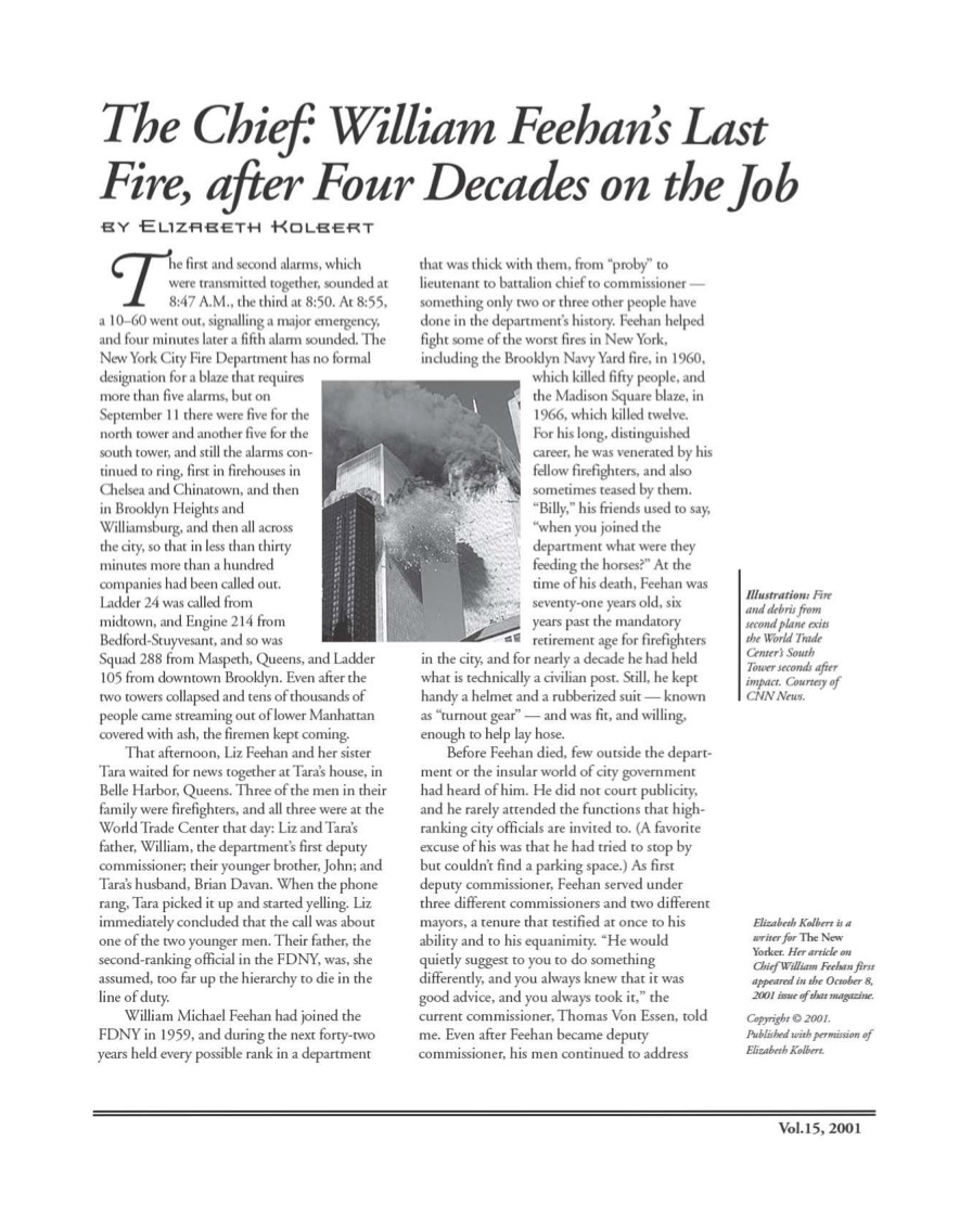 The Chief - William Feehans Last Fire, after Four Decades on the Job by ...