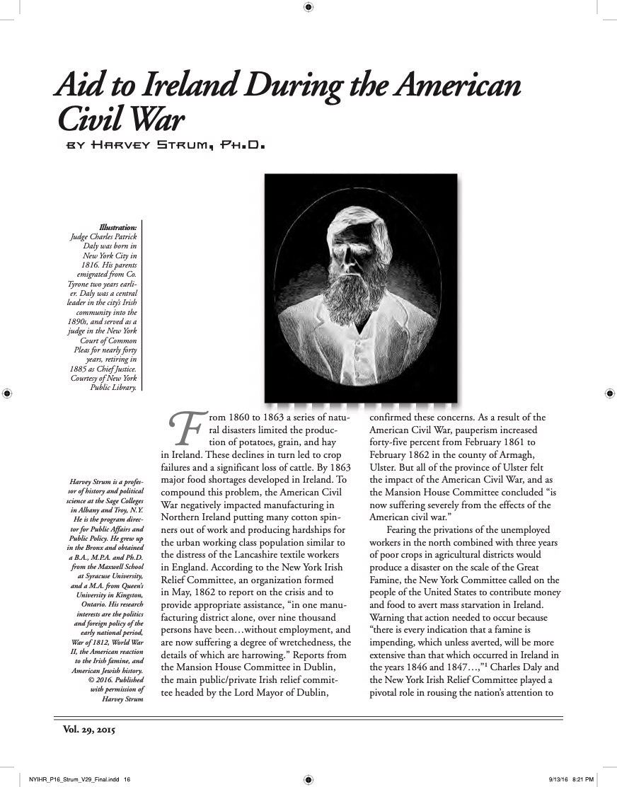 Aid to Ireland During the American Civil War by Harvey Strum, Ph.D ...