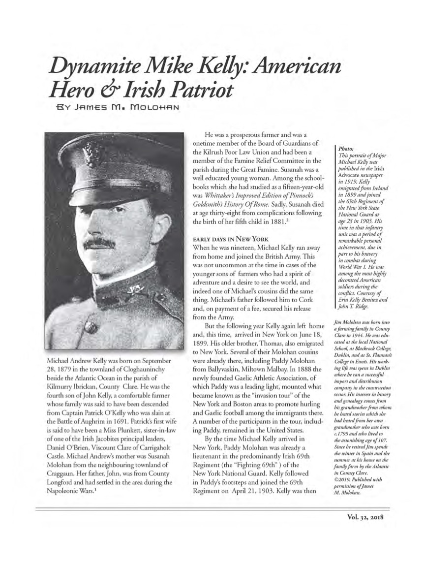 Dynamite Mike Kelly - American Hero & Irish Patriot by James M. Molohan ...